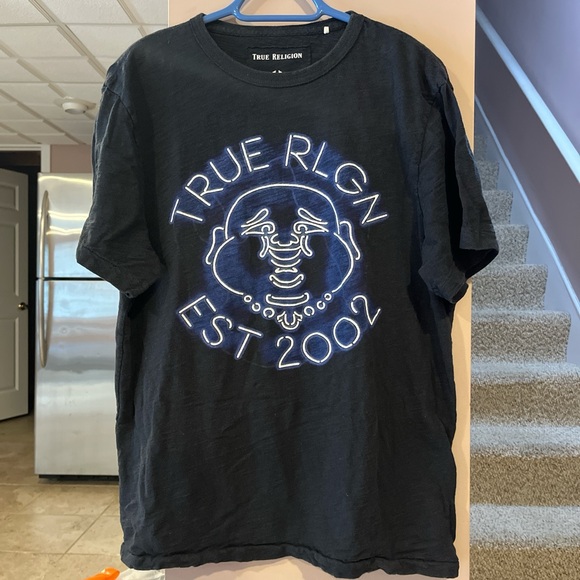 True Religion | Shirts | True Religion Black Tee With Graphic Design ...